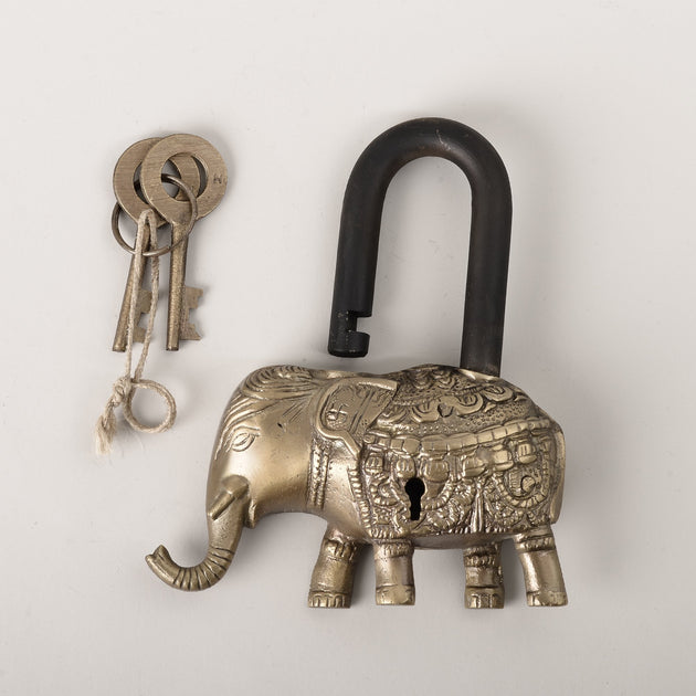 Brass Elephant Lock – thecuriouscollector.myshopify.com